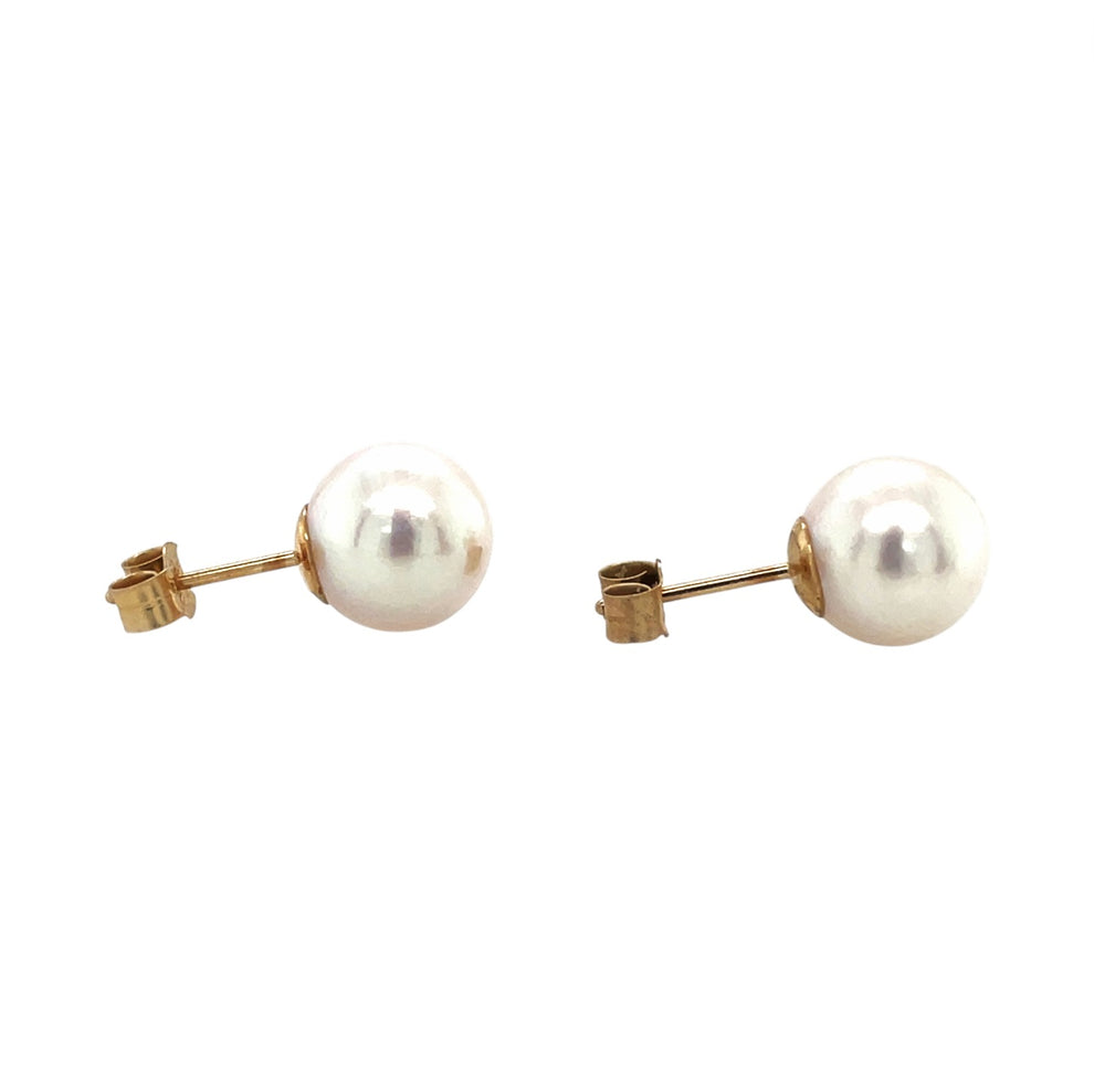 9ct Yellow Gold Akoya Pearl Stud Earrings (9mm) – Walter Bull & Son